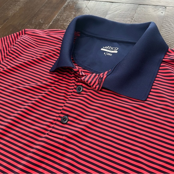 bcg | Shirts | Bcg Golf Polo Shirt Mens Large Red Blue Striped ...